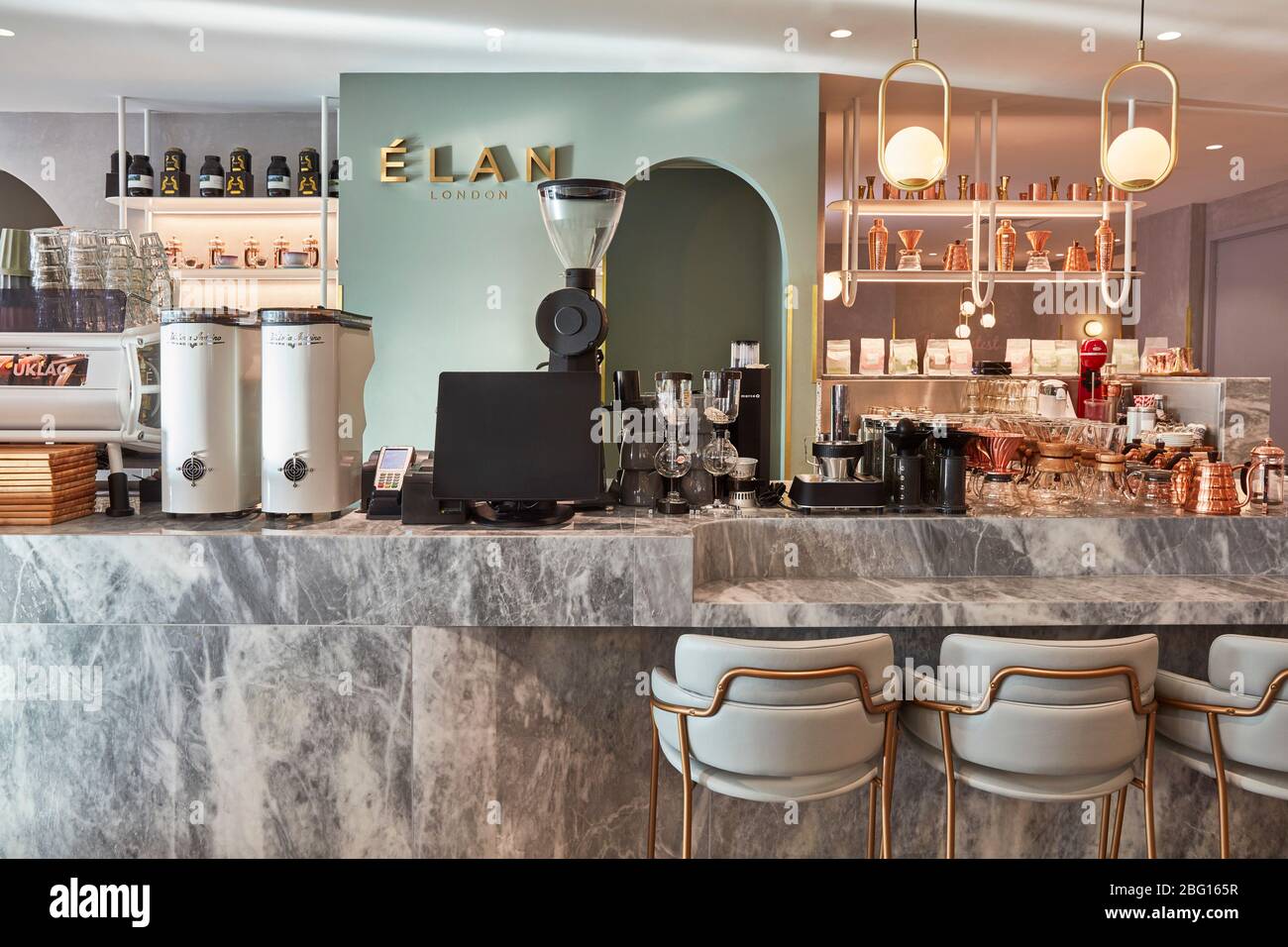 Bar style seating at counter. EL&N Café Selfridges, London, United ...