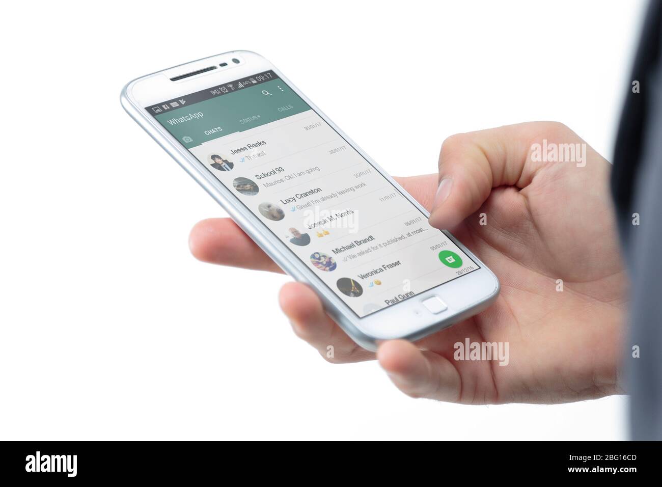 Hand using whatsapp phone hi-res stock photography and images - Alamy