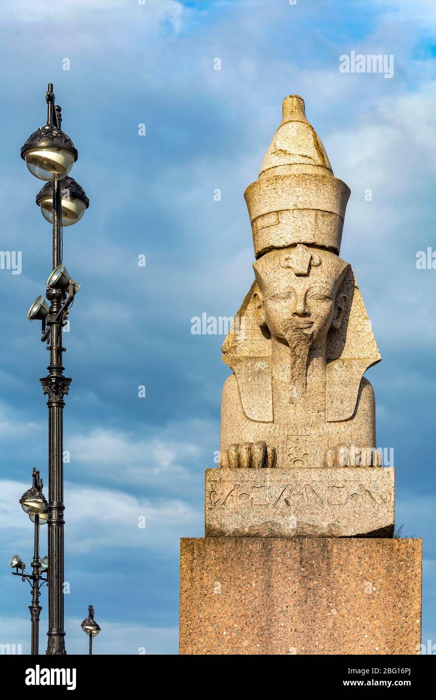 Saint Petersburg, ancient Egyptian statue of the Sphinx on the ...