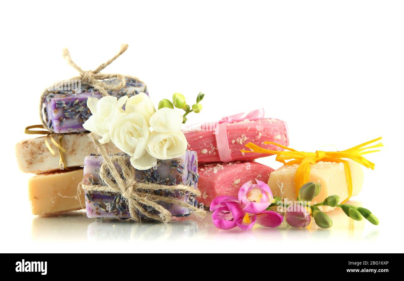 Natural handmade soap, isolated on white Stock Photo - Alamy