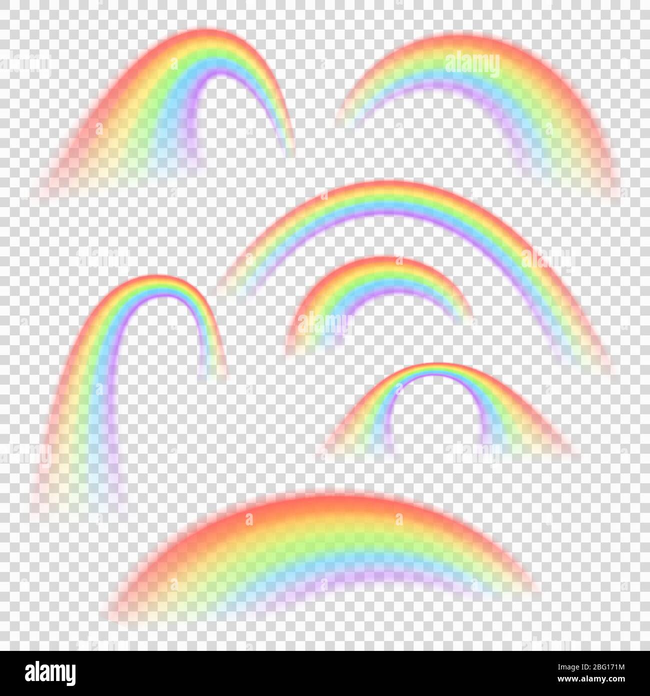 Different rainbow light shapes isolated vector collection. Illustration ...