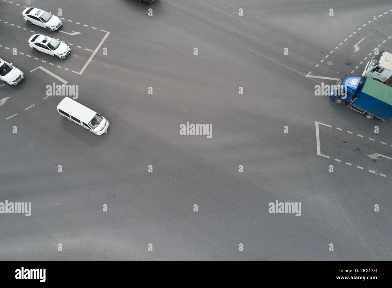 Aerial view on busy traffic intersection Stock Photo - Alamy