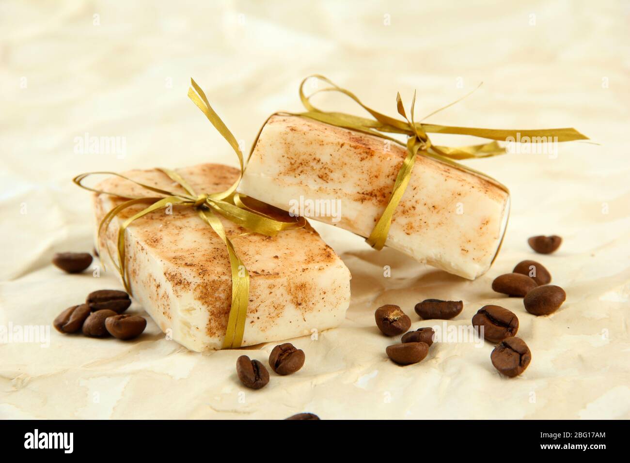 Natural handmade soap, on beige background Stock Photo - Alamy