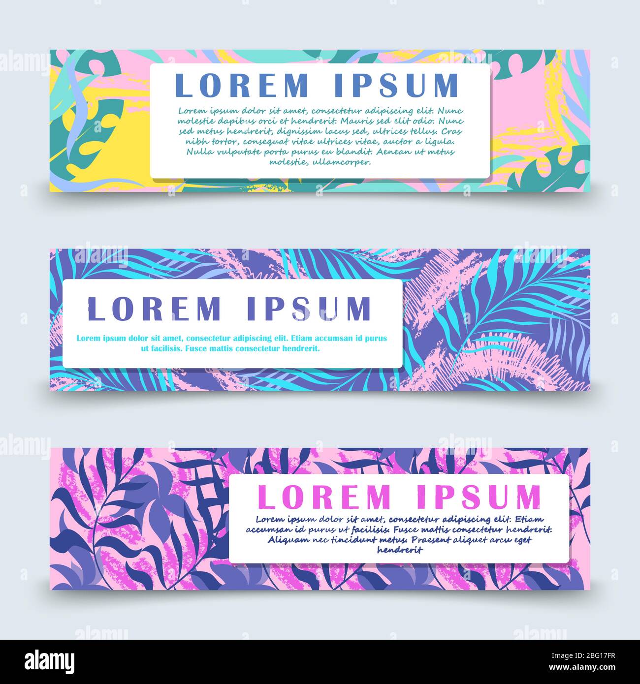 Colorful hawaii floral banners and poster template set. Vector ...