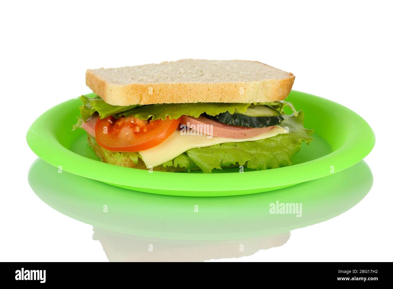 Sandwich on plate isolated on white Stock Photo - Alamy