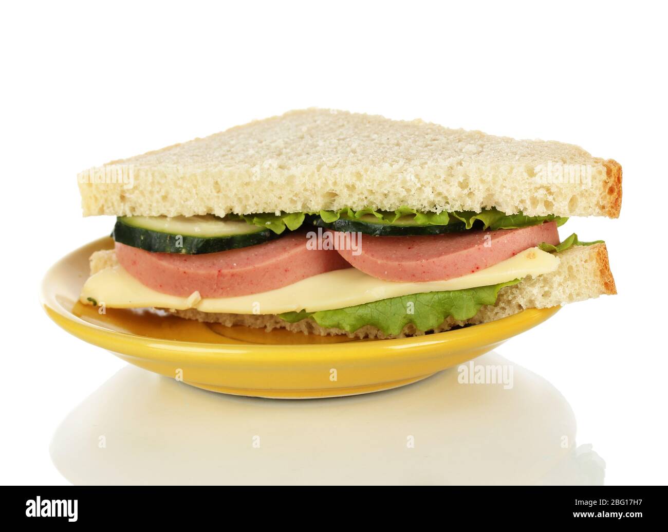 Sandwich on plate isolated on white Stock Photo - Alamy