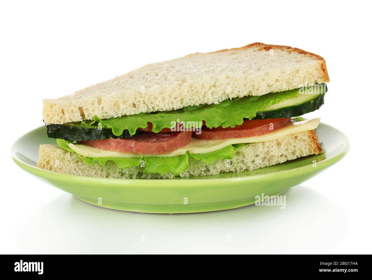 Sandwich on plate isolated on white Stock Photo - Alamy