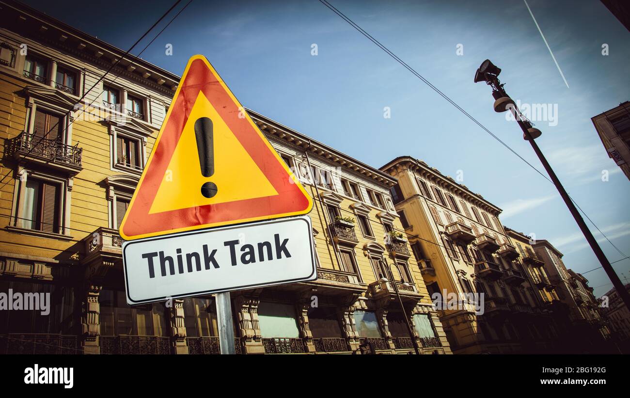 Street Sign the Direction Way to Think Tank Stock Photo - Alamy