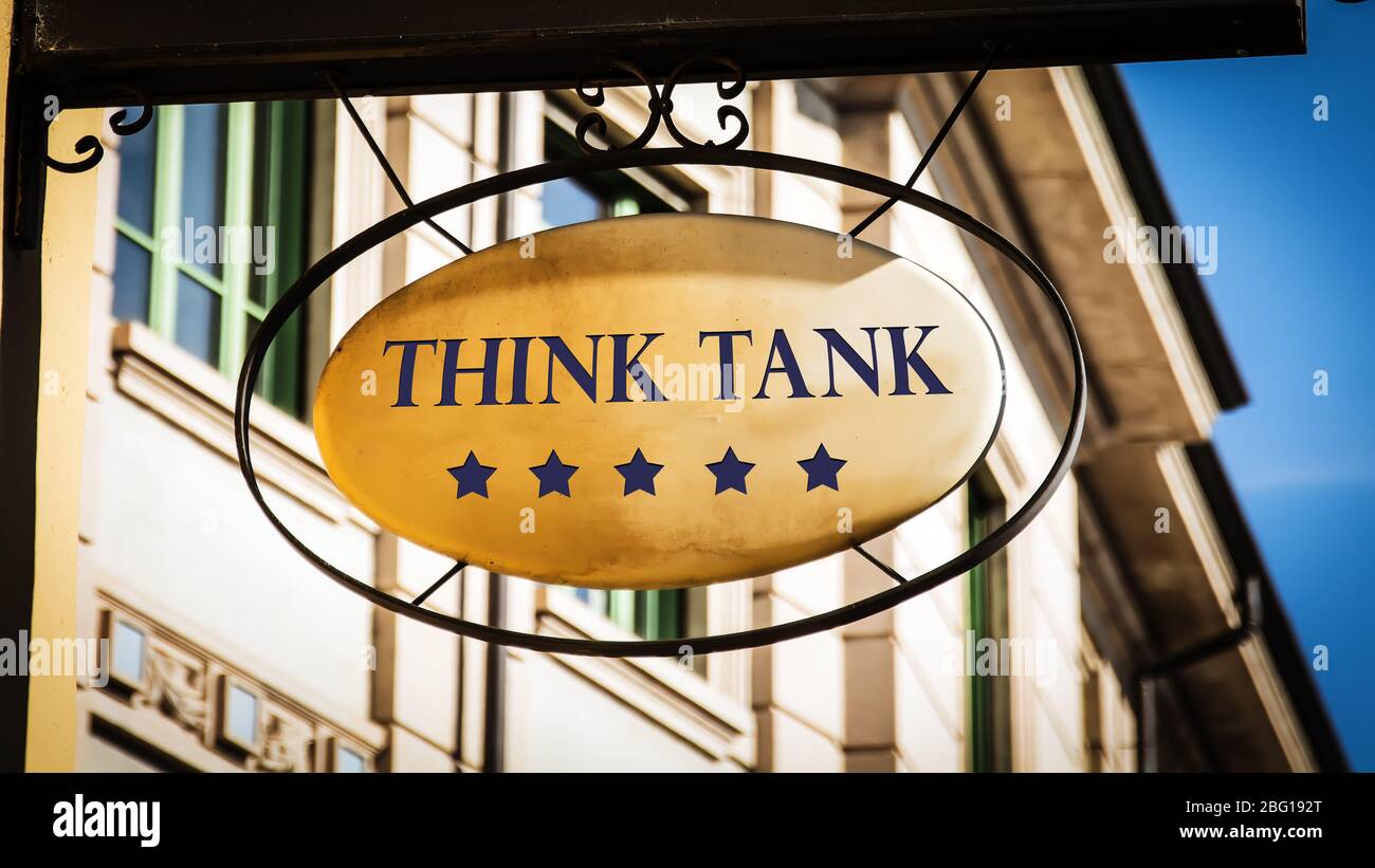 Street Sign the Direction Way to Think Tank Stock Photo - Alamy