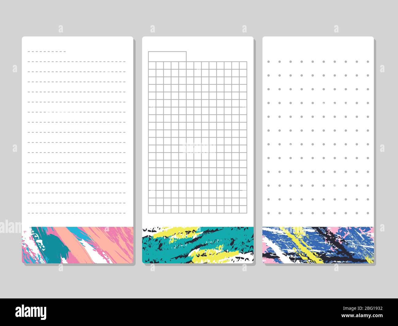 Decorative lined pages for notes schedule lists with bright grunge ...