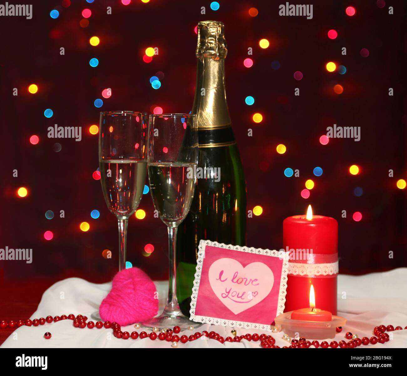 Composition Valentine's Day on lights background Stock Photo - Alamy