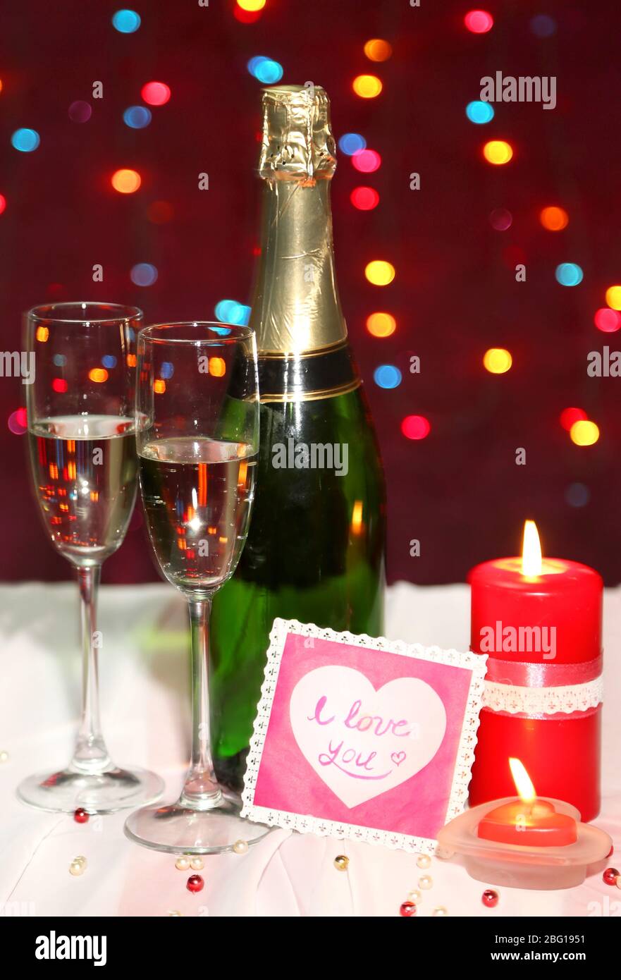 Composition Valentine's Day on lights background Stock Photo - Alamy