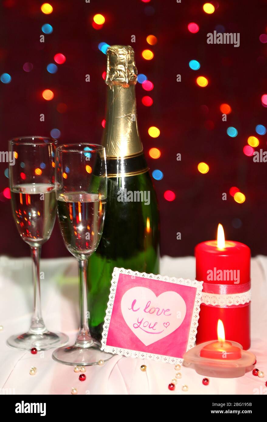 Composition Valentine's Day on lights background Stock Photo - Alamy
