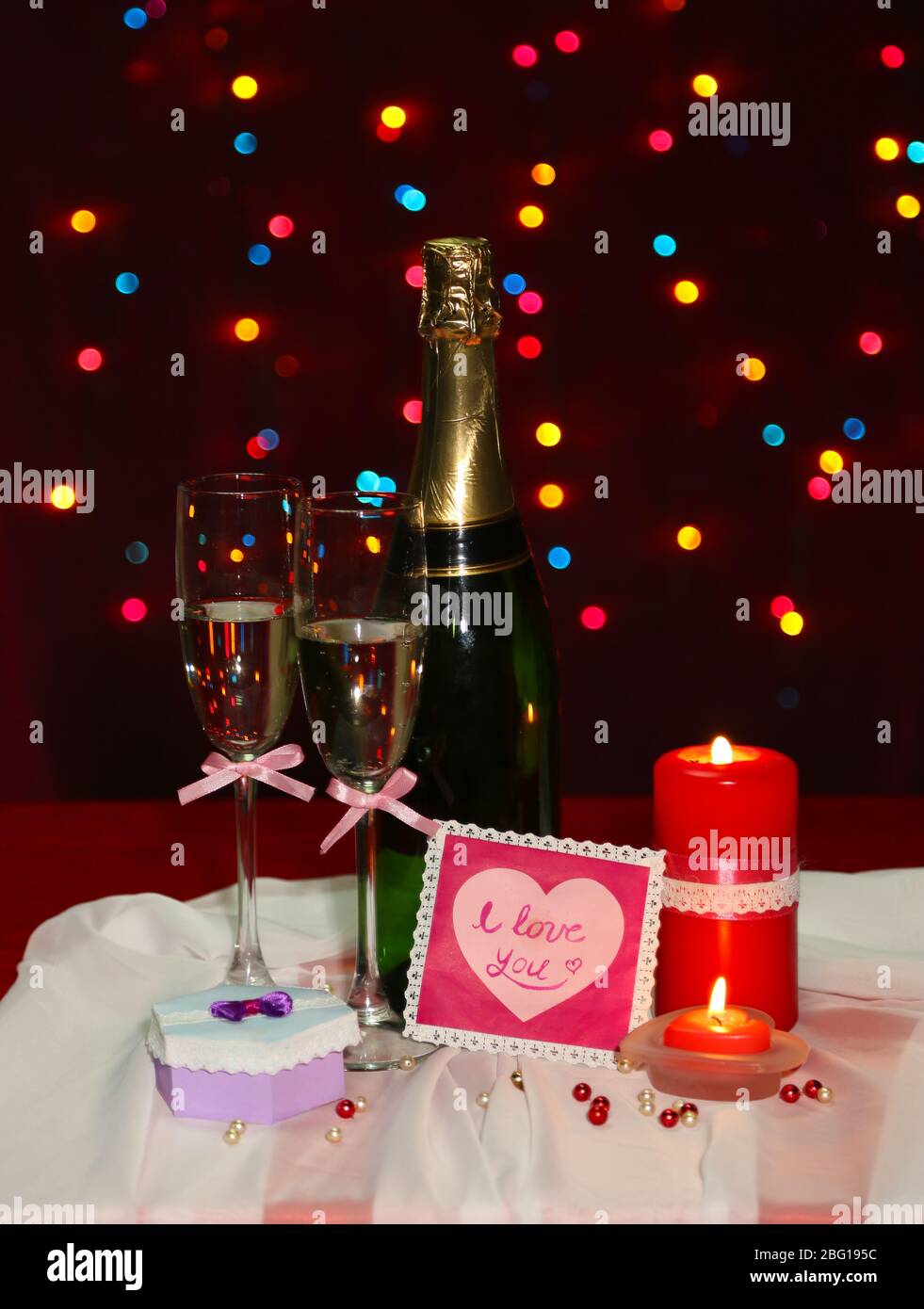 Composition Valentine's Day on lights background Stock Photo - Alamy