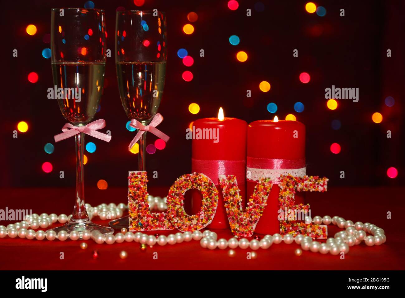Composition Valentine's Day on lights background Stock Photo - Alamy