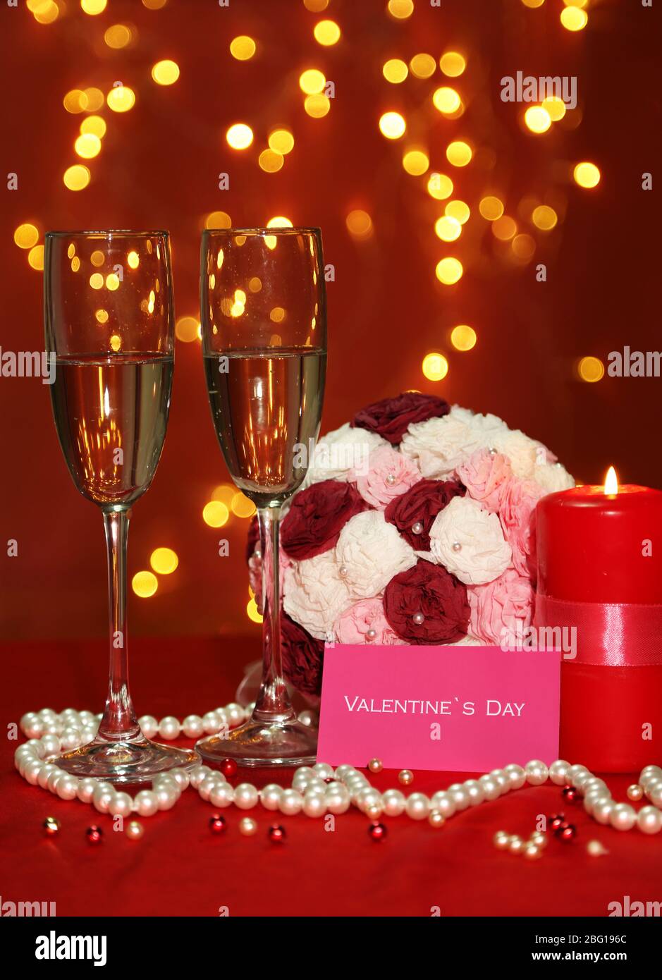 Composition Valentine's Day on lights background Stock Photo - Alamy