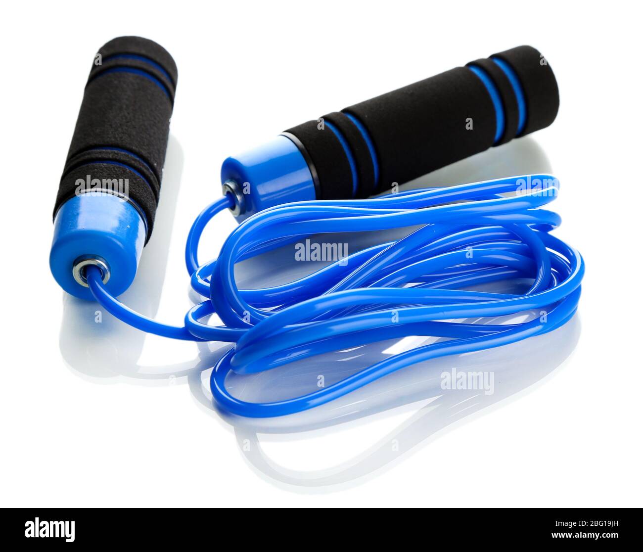 Blue skipping rope, isolated on white Stock Photo - Alamy