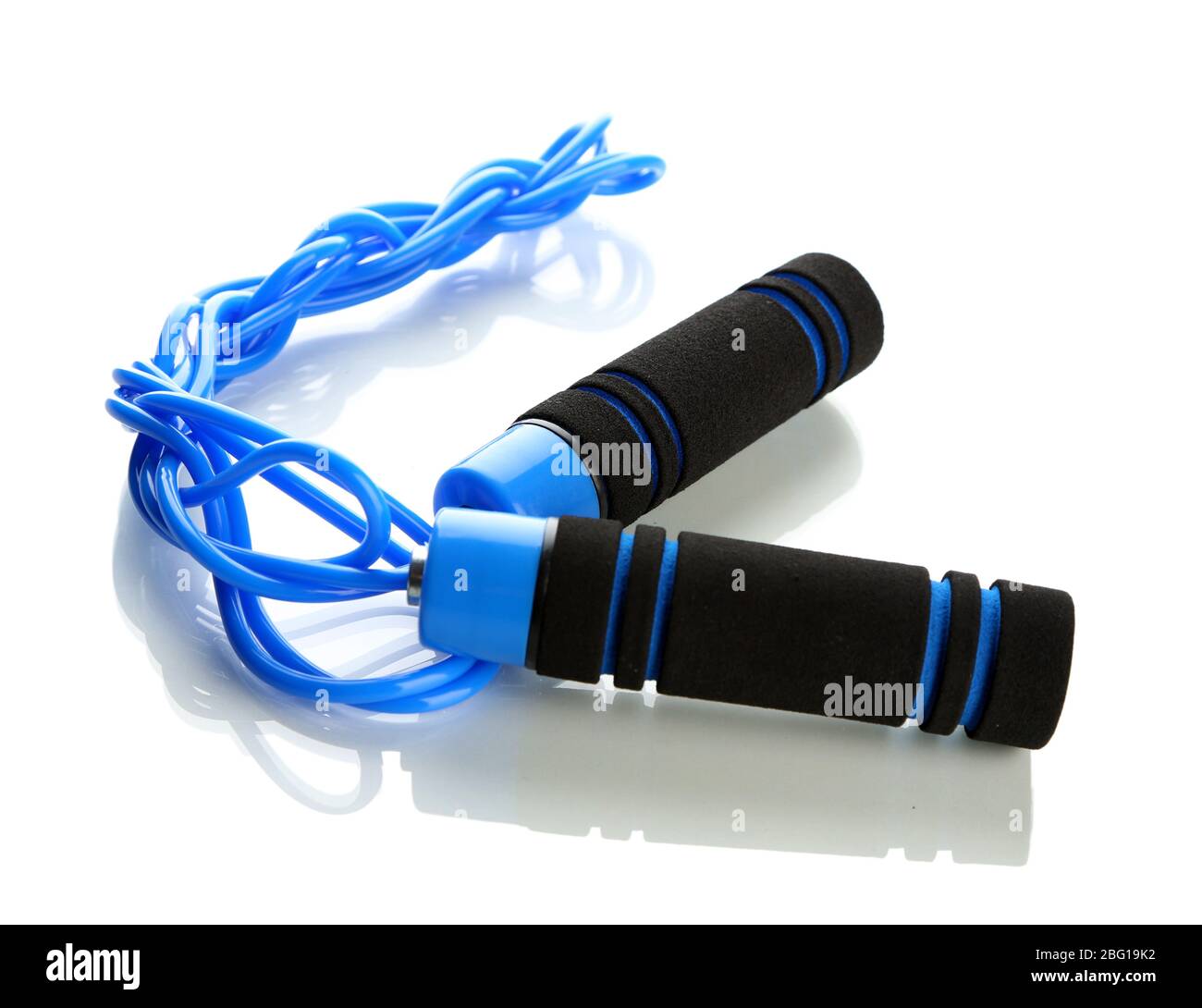 Blue skipping rope, isolated on white Stock Photo - Alamy