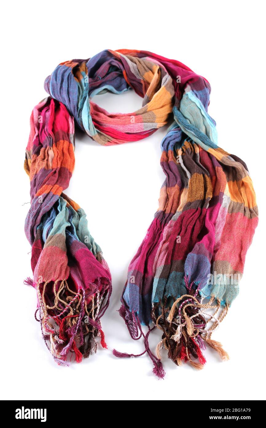 Bright female scarf isolated on white Stock Photo - Alamy
