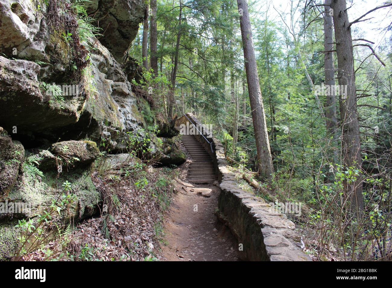 Old man cave walk trail and water fall in Ohio State,nature green ...