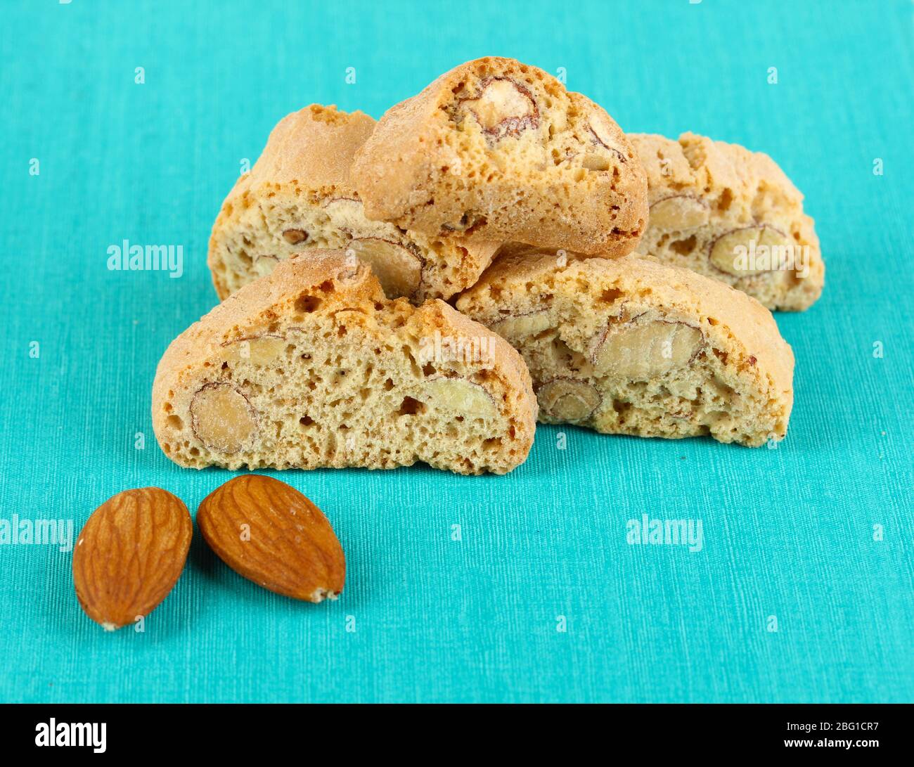 Aromatic cookies cantuccini on blue table Stock Photo - Alamy
