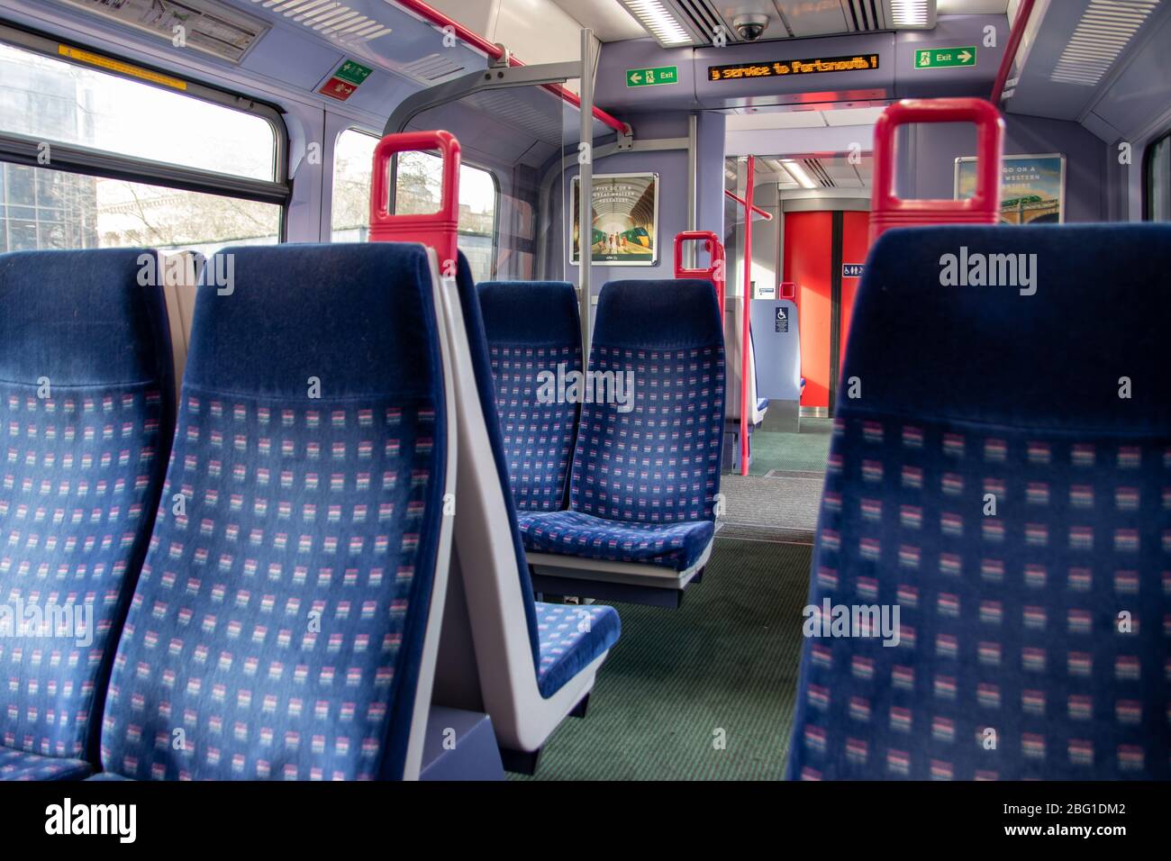 Empty seats on the inside of a British train carriage Stock Photo - Alamy
