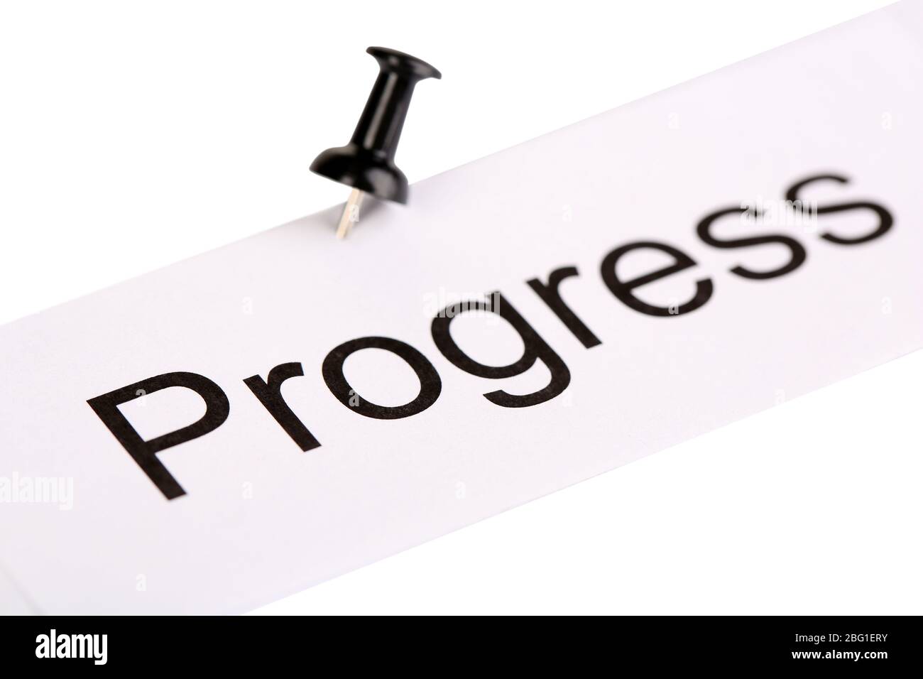 Push pin on paper with word progress written on it isolated on white ...