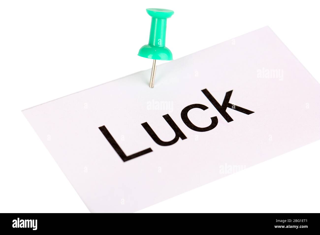 Push pin on paper with word luck written on it isolated on white Stock ...