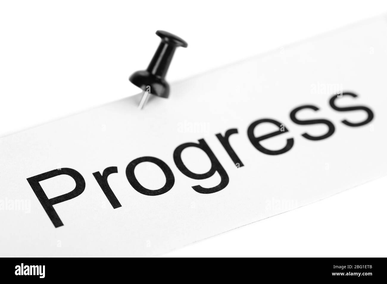 Push pin on paper with word progress written on it isolated on white ...