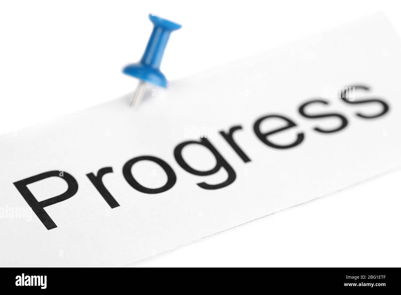 Push pin on paper with word progress written on it isolated on white ...