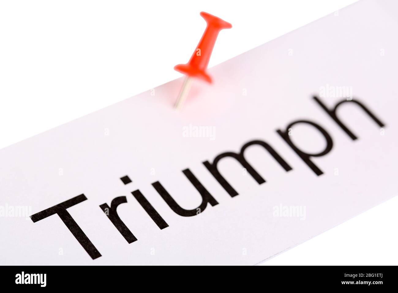 Push pin on paper with word triumph written on it isolated on white ...