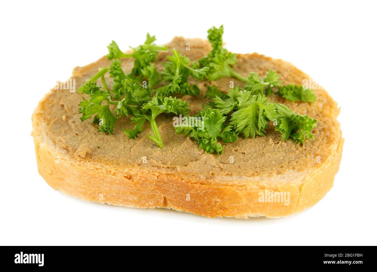 Fresh pate on bread, isolated on white Stock Photo - Alamy