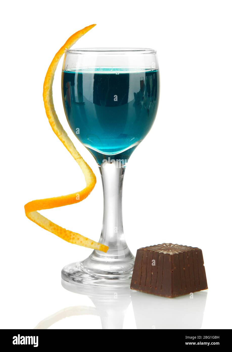 Tasty color liquor, isolated on white Stock Photo - Alamy