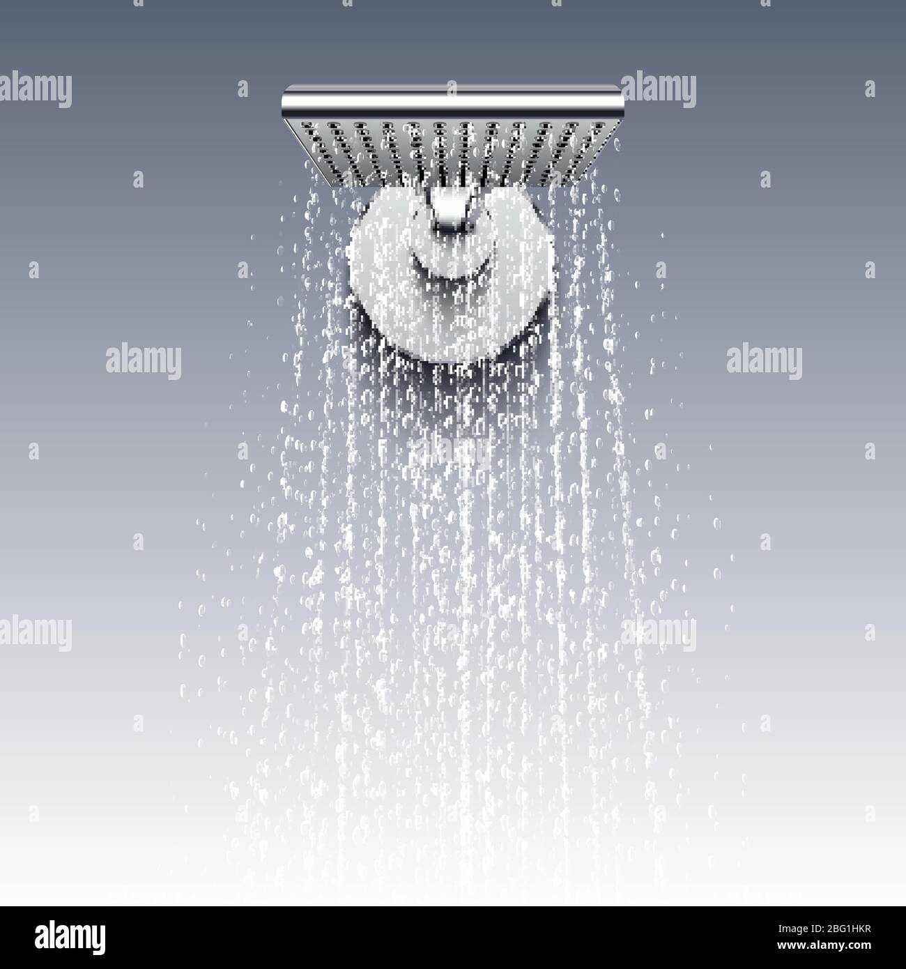 Shower head with water drops realistic vector illustration. Shower ...