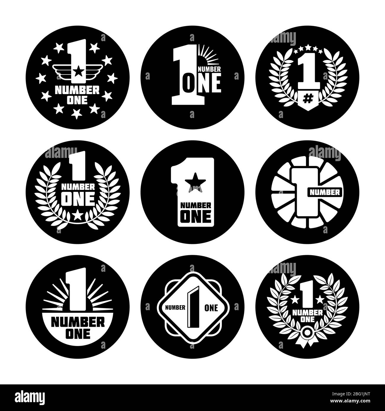 Number one vector labels black icons isolated on white background ...