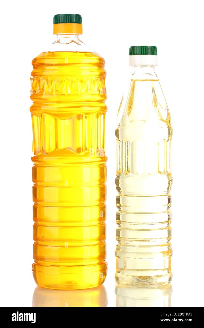 Different types of oil isolated on white Stock Photo - Alamy