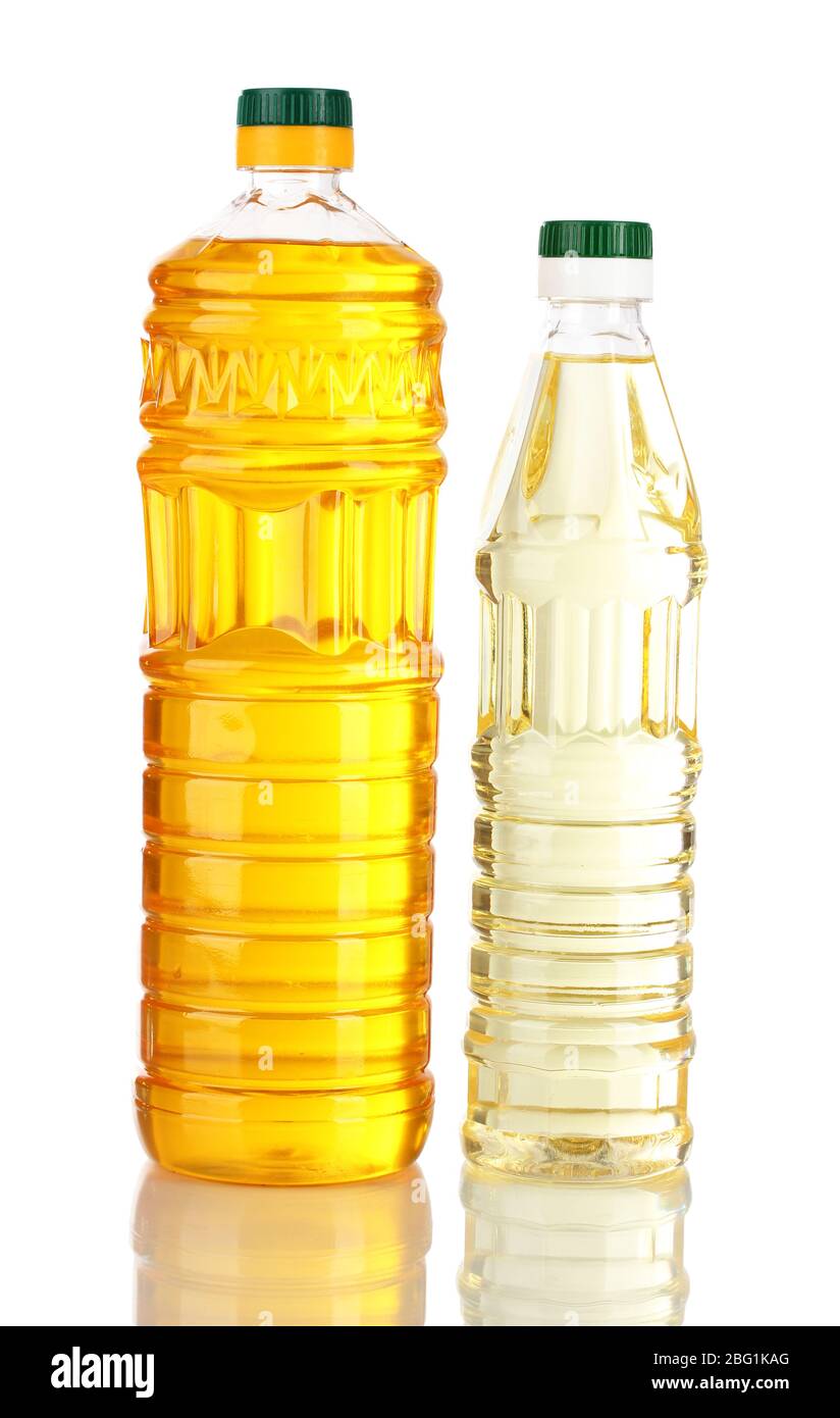 Different types of oil isolated on white Stock Photo - Alamy