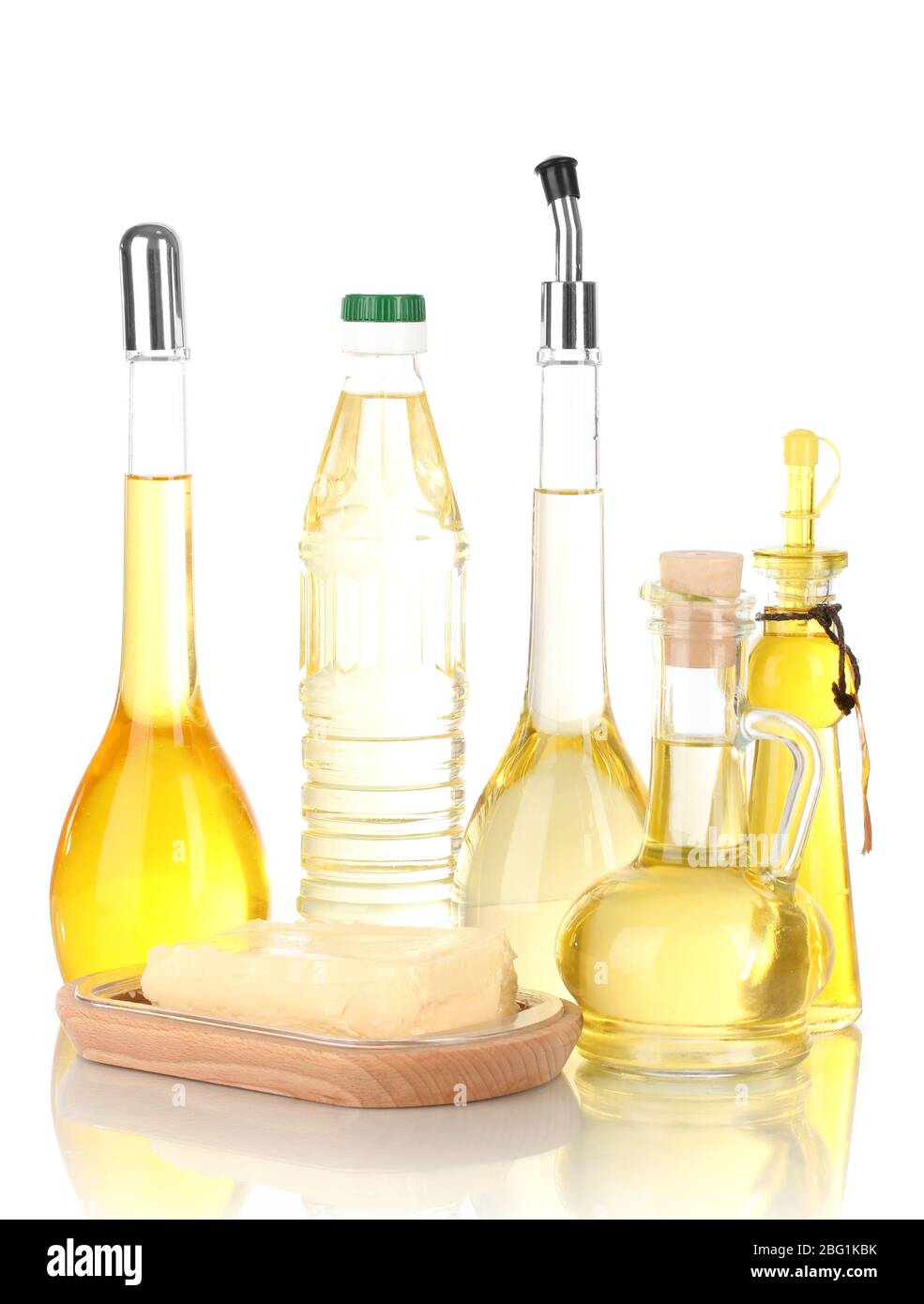 Different types of oil isolated on white Stock Photo - Alamy