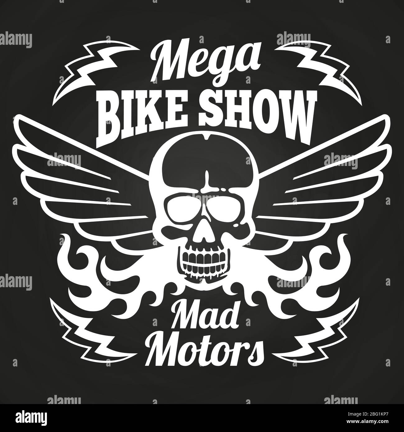 Vintage motorbike show banner emblem on chalkboard design. Vector ...