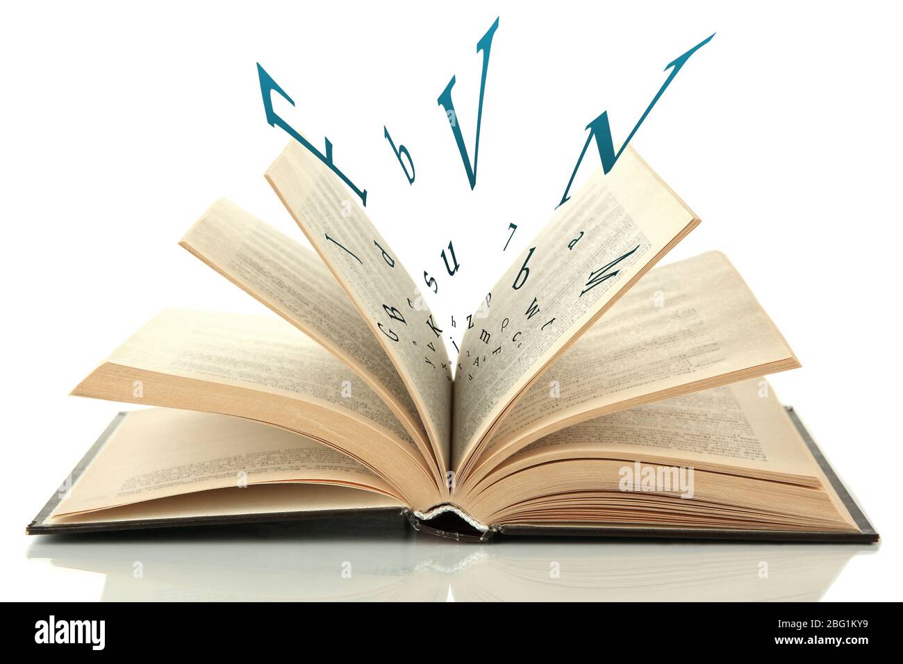 Letters flying out of an open book hi-res stock photography and images ...