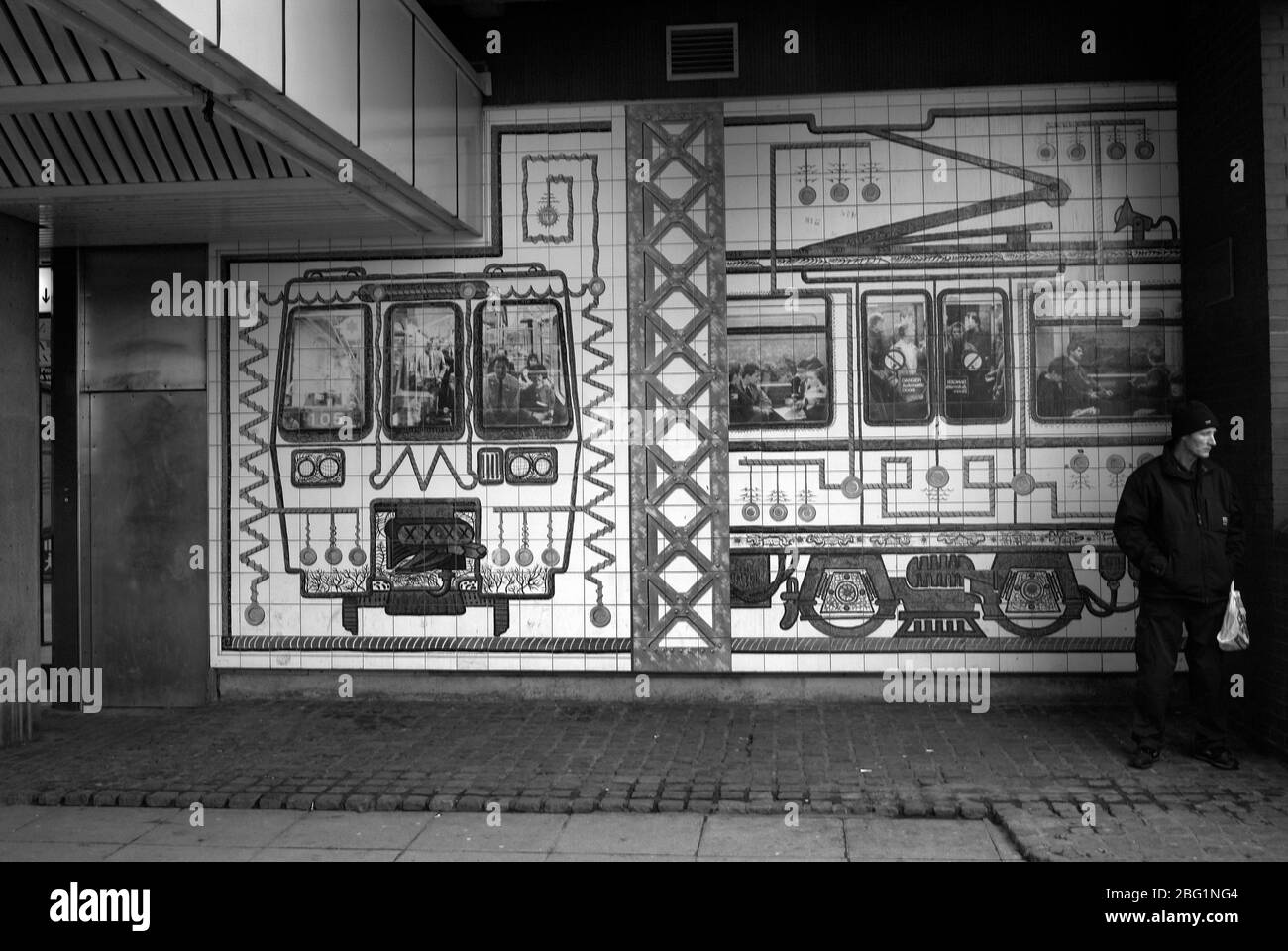 Mural on Regent Centre Metro station,Gosforth, Tyne and Wear Stock ...