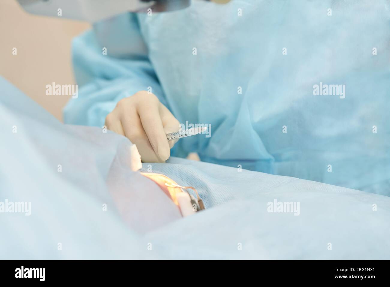 Ophthalmology laser microscope operation. Doctor in clinic Stock Photo ...