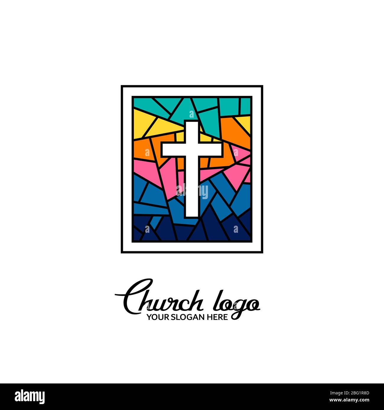 Church logo. Christian symbols. Cross of Jesus Christ on the background ...