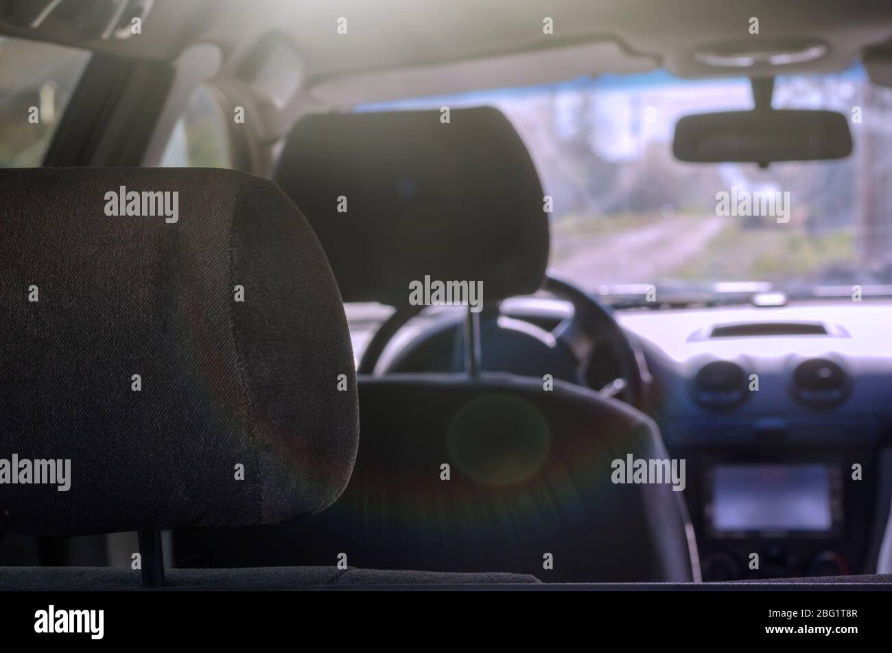 Car interior without people. Empty seats of a modern car. Shooting from ...