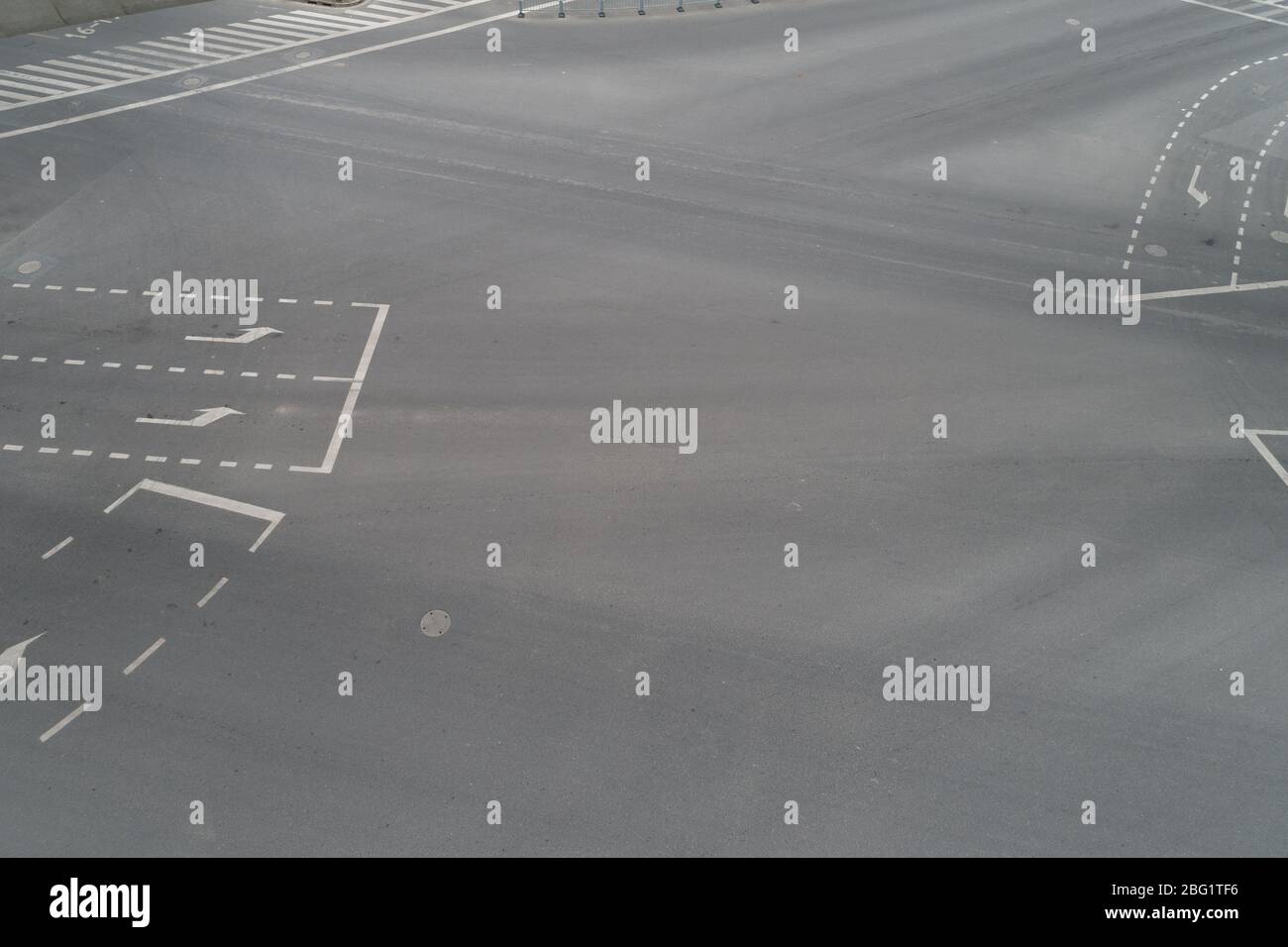 Aerial view on empty intersection Stock Photo - Alamy