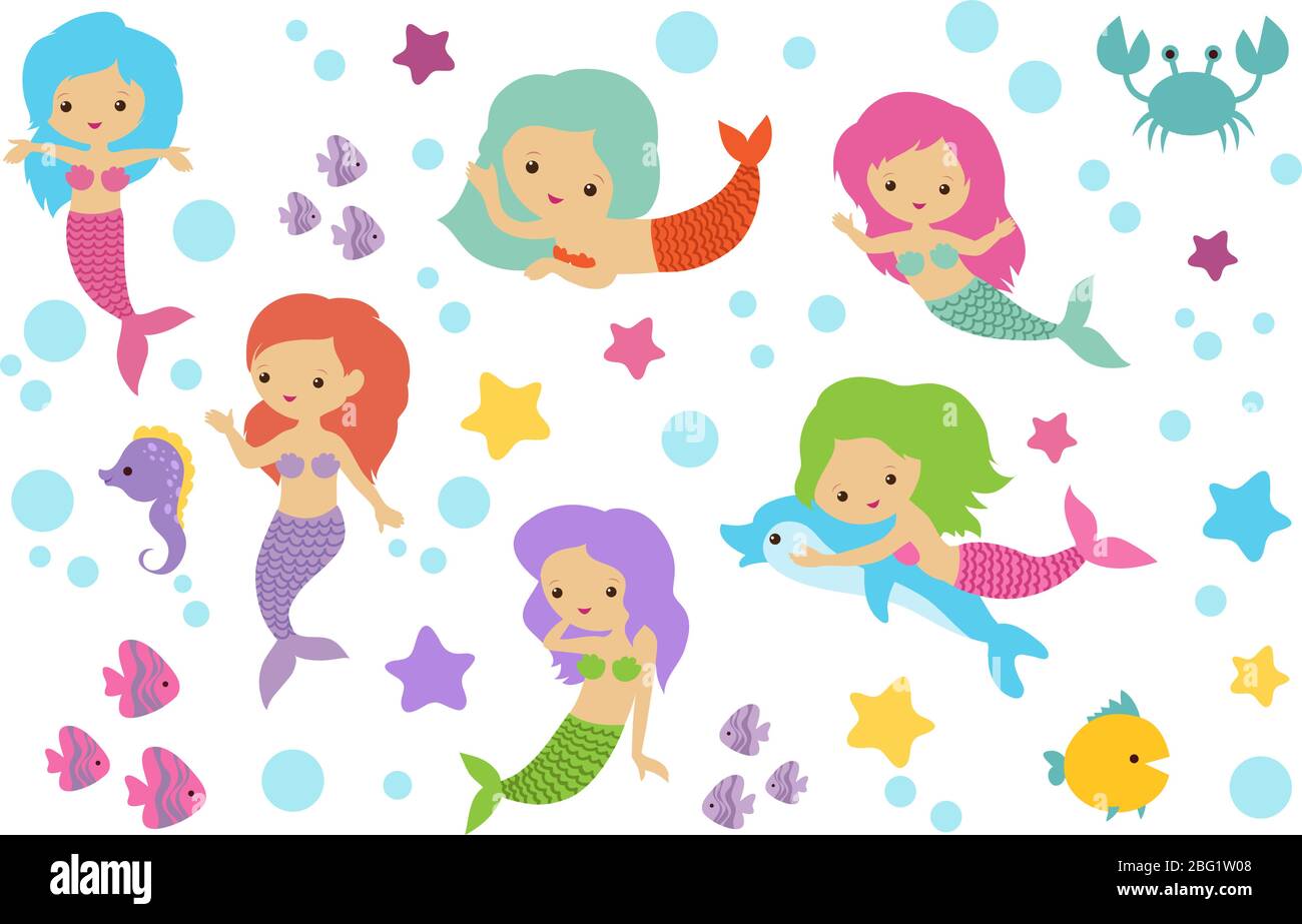 Pretty mermaids Stock Vector Images - Alamy