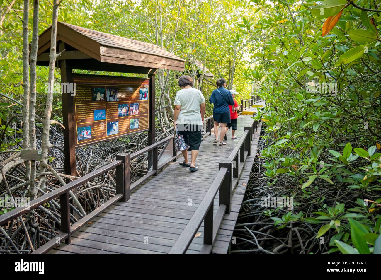 April 1,2020 - Pranburi, Thailand; Visitors are walking on the trail to ...