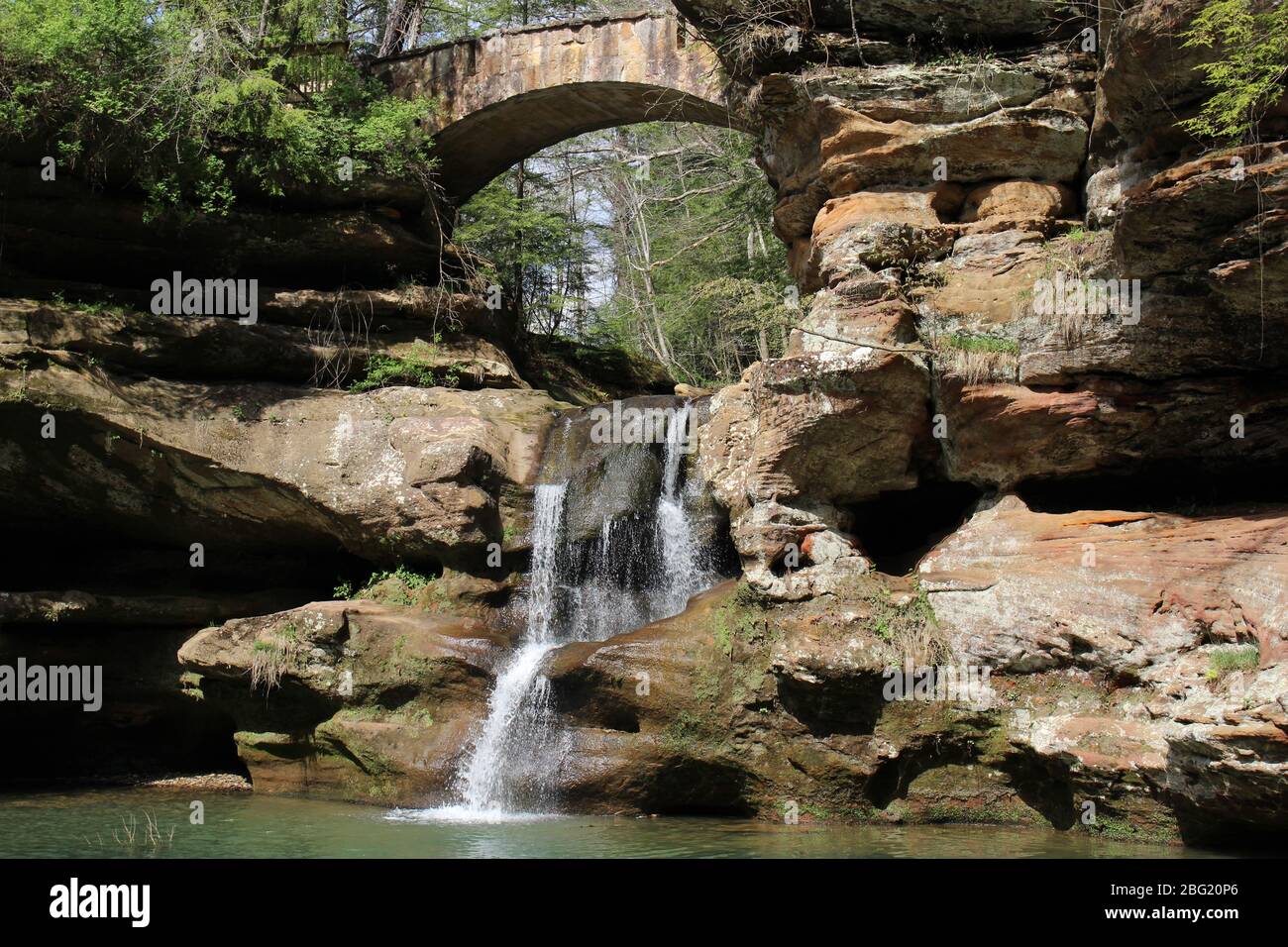 Old man cave walk trail and water fall in Ohio State,nature green ...