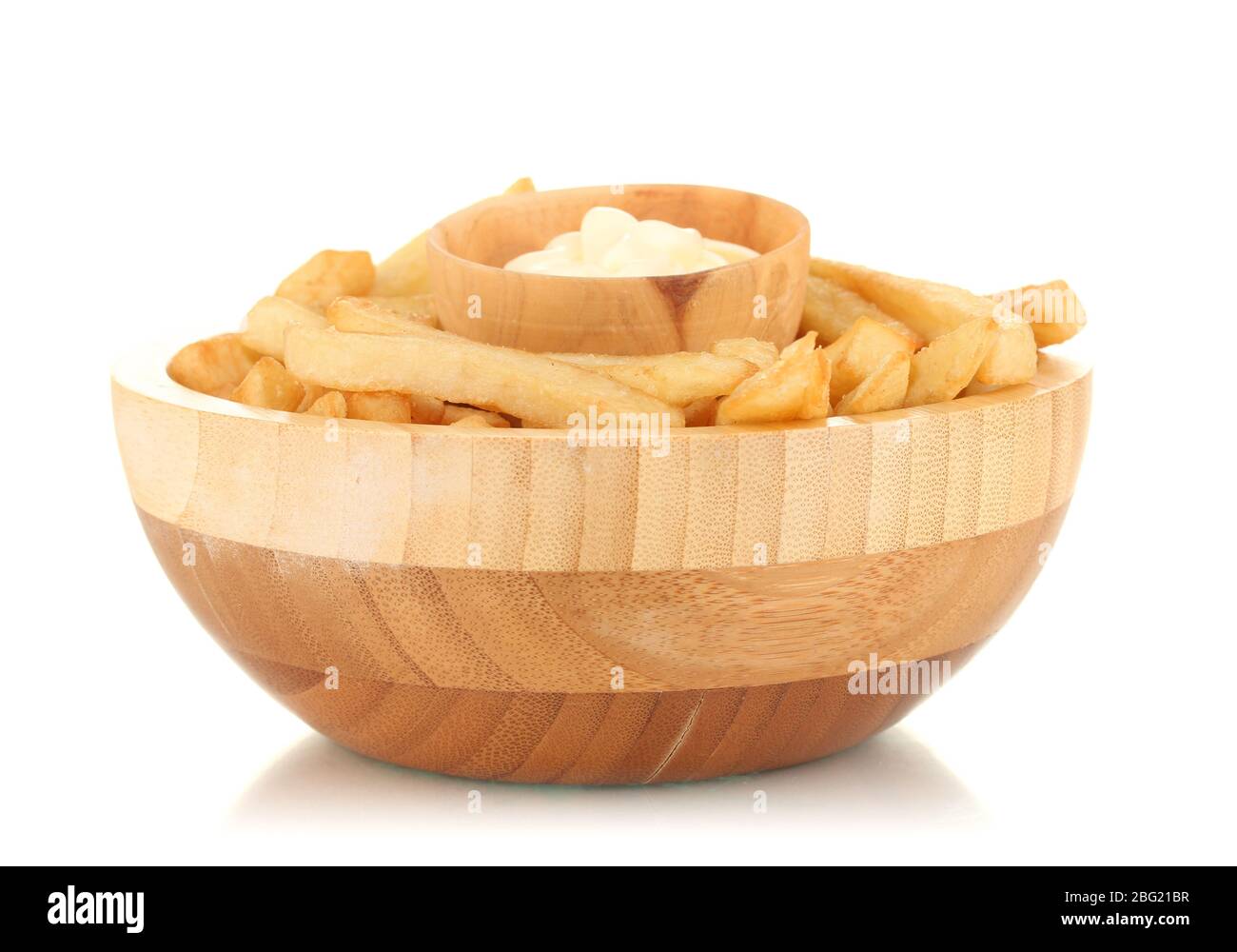 French fries in bowl isolated on white Stock Photo - Alamy