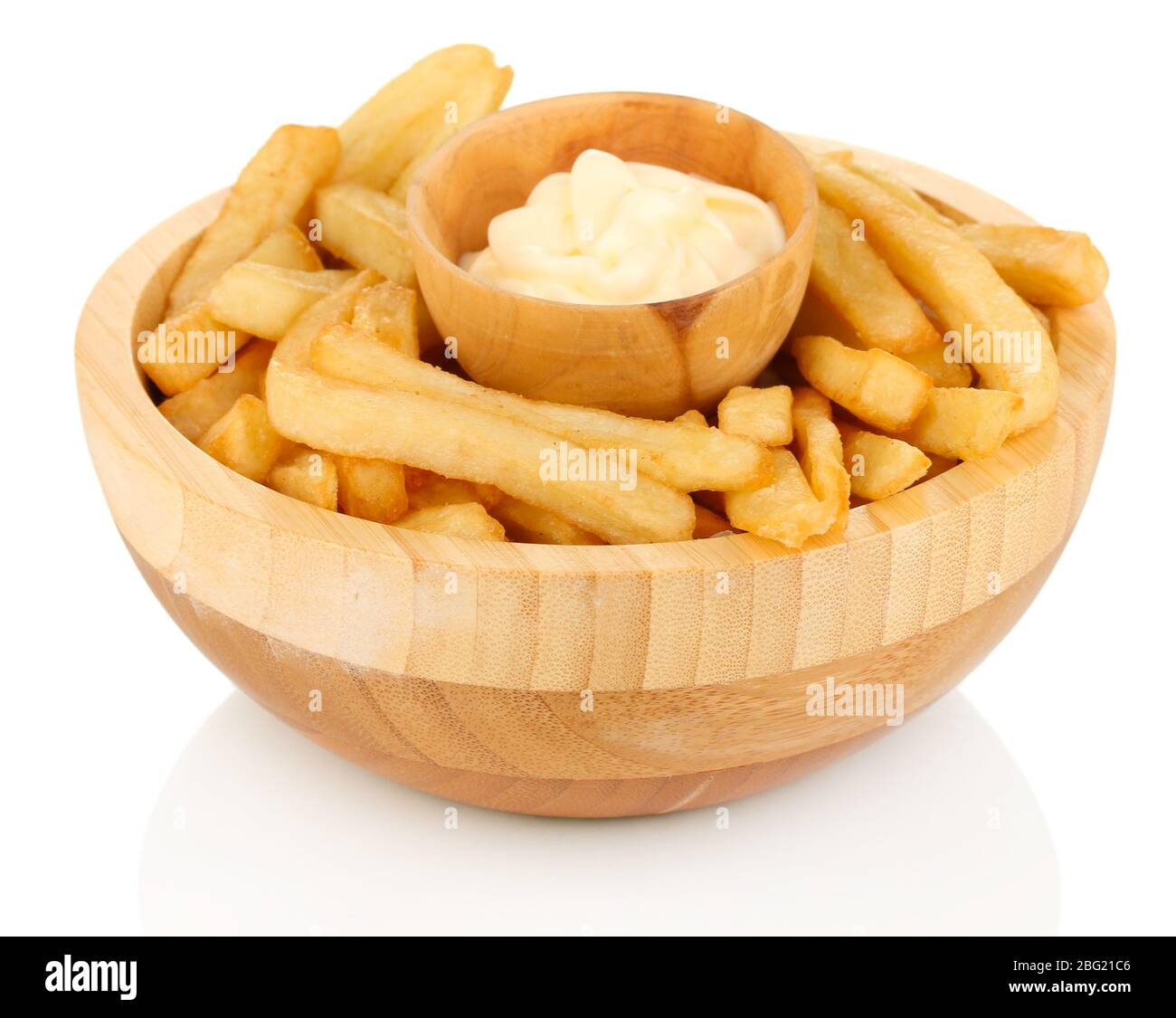 French fries in bowl isolated on white Stock Photo - Alamy